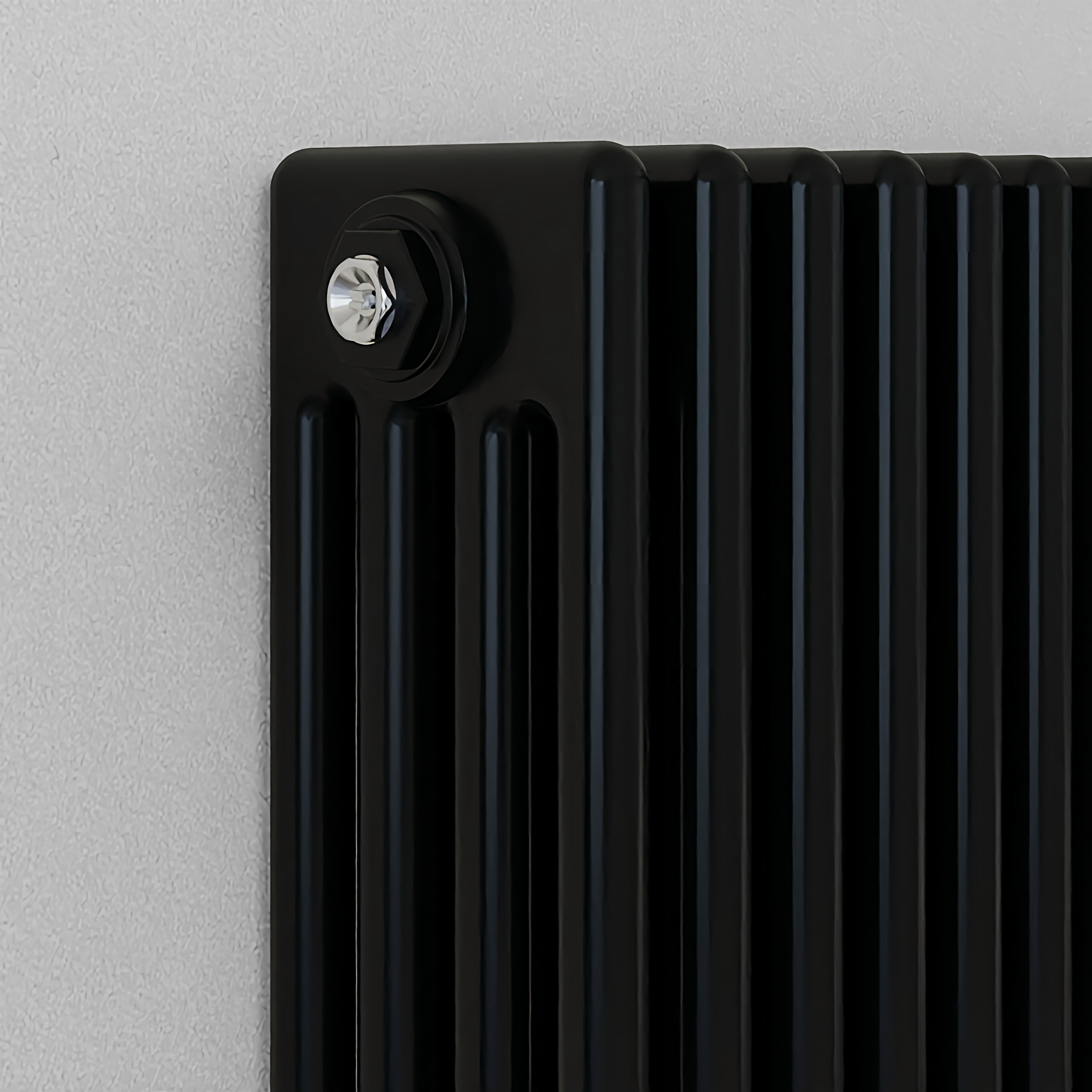 AICA 600x605mm Black Horizontal Traditional Radiator Cast Iron 4 Column ...