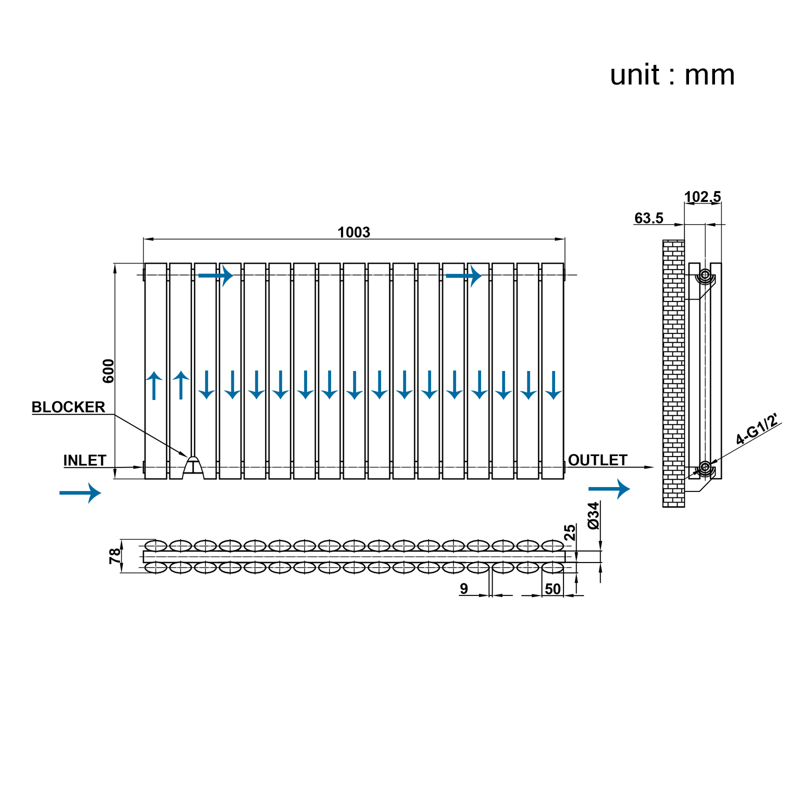 Oval Column Designer Radiatorss Central Heating Rads Horizontal ...